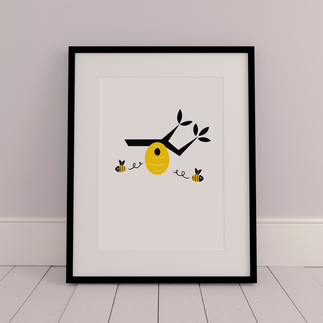 Bee Hive Print, Art Print, Midcentury Modern, Wall Art, Nursery Decor ...