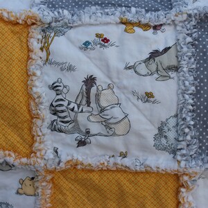 Baby Rag Quilt, Winnie the Pooh - A Togetherish Sort of Day, Gray Polka ...