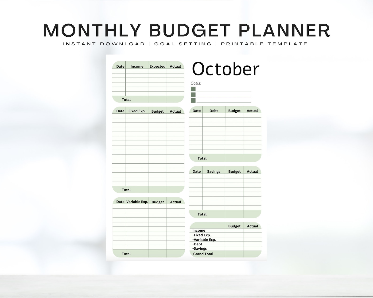 Monthly Personal Budget Template, Printable Budget, Budget Planner ...