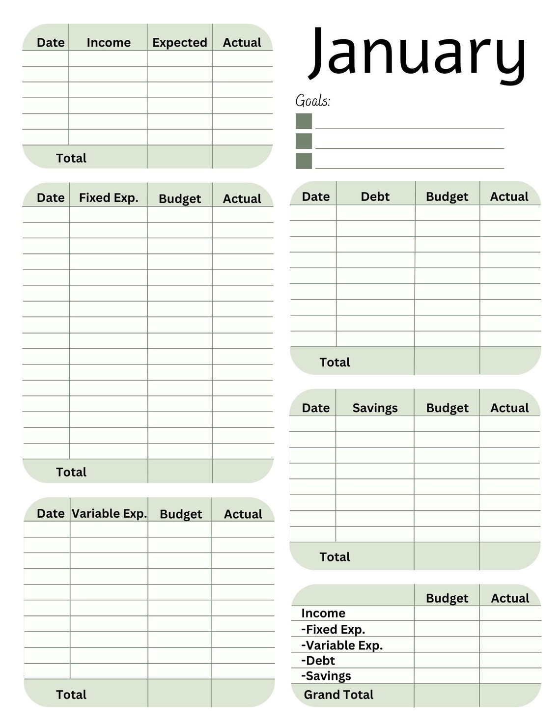 Monthly Personal Budget Template, Printable Budget, Budget Planner ...