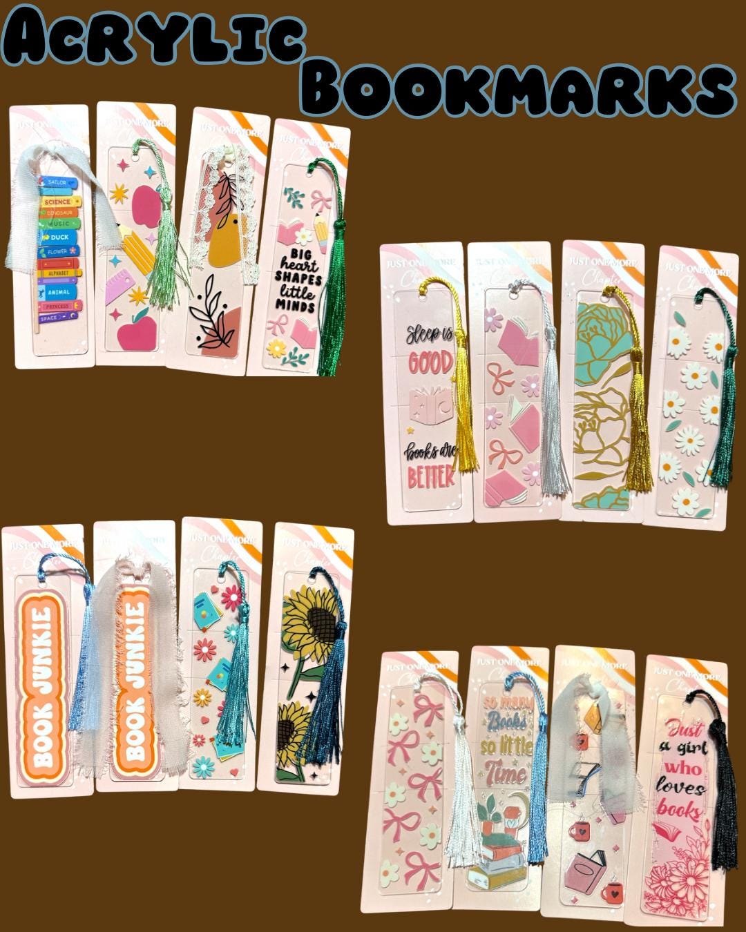 Handmade Clear Acrylic Bookmarks- Thin, Clear, Lightweight With Sayings ...