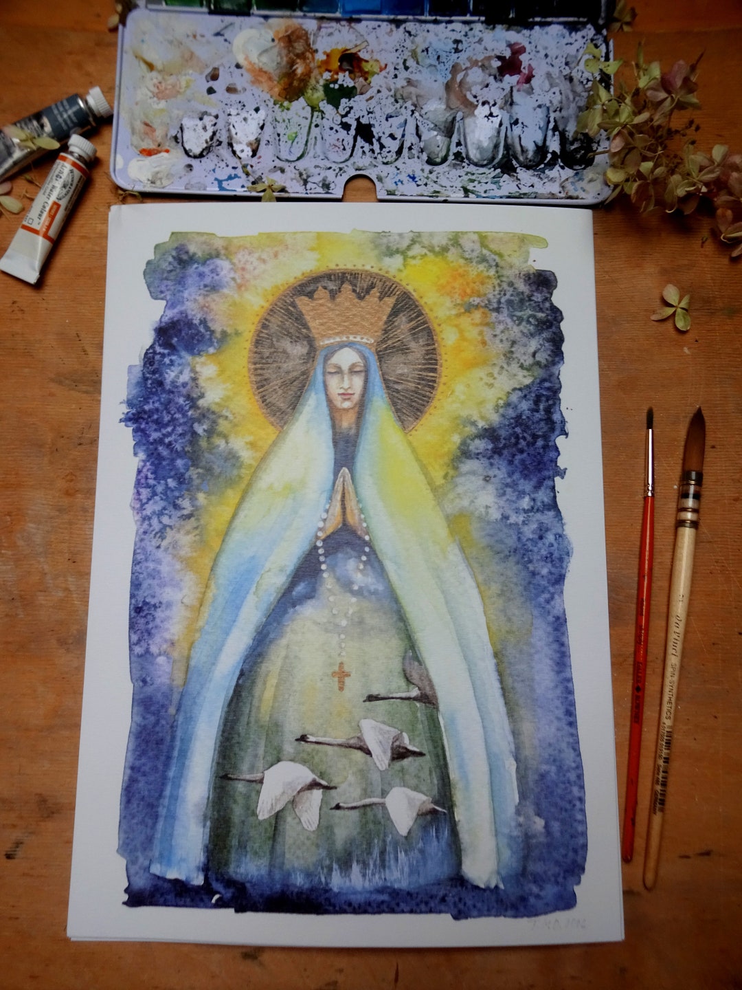 Panna Maria Multimedia Water Color - Etsy