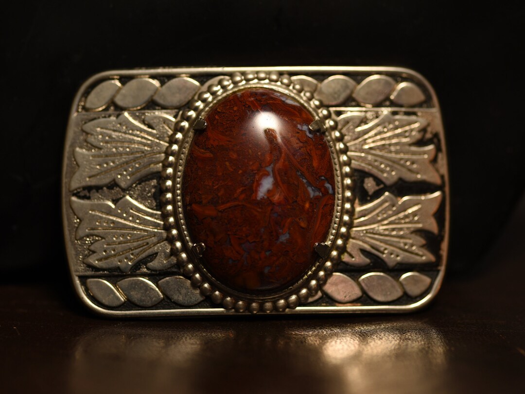 Gemstone Belt Buckle, Natural Stone, Vintage Belt Buckle, Jasper Stone ...