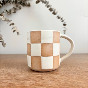Ceramic Checkerboard Mug Coffee Mug Brown & Black Check Mug Cappuccino ...