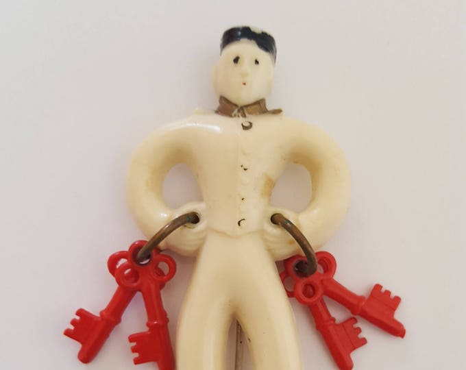 Vintage 1940's Celluloid Bellhop Brooch With Room Keys on Waist, Rare ...