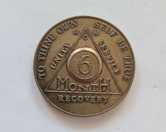 Vintage Alcoholics Anonymous Serenity Prayer Sobriety Coin 6 Months ...