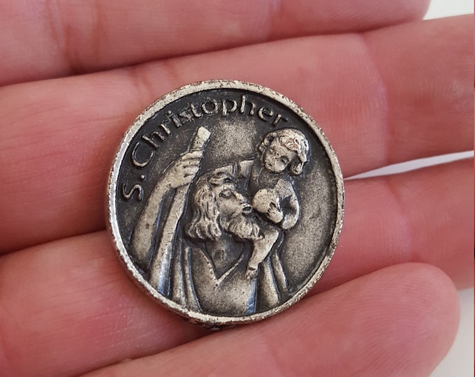 Vintage 1980's St Christopher Pocket Coin, Patron Saint of Travelers - Etsy