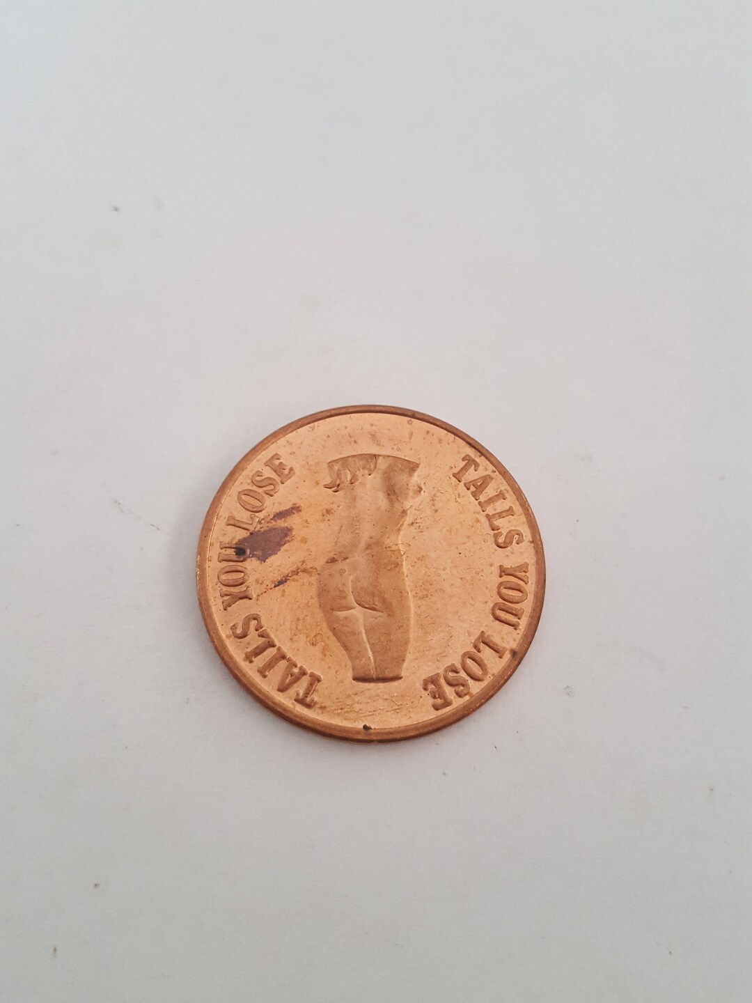 Vintage Copper Novelty Token /coin Naughty Heads I Win Tails You Lose 1 ...