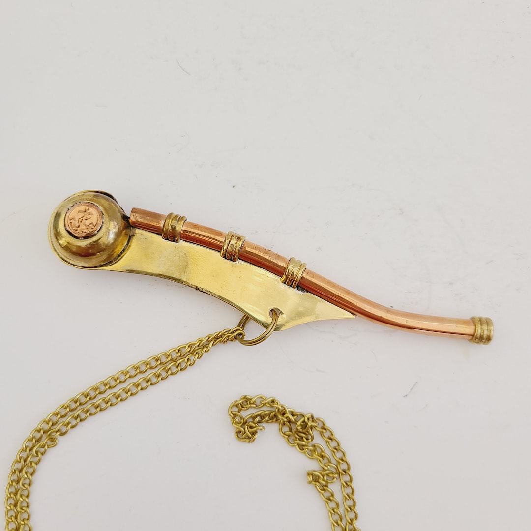 Vintage Brass and Copper Bo'sun Pipe, Whistle on Chain Unknown Maker ...