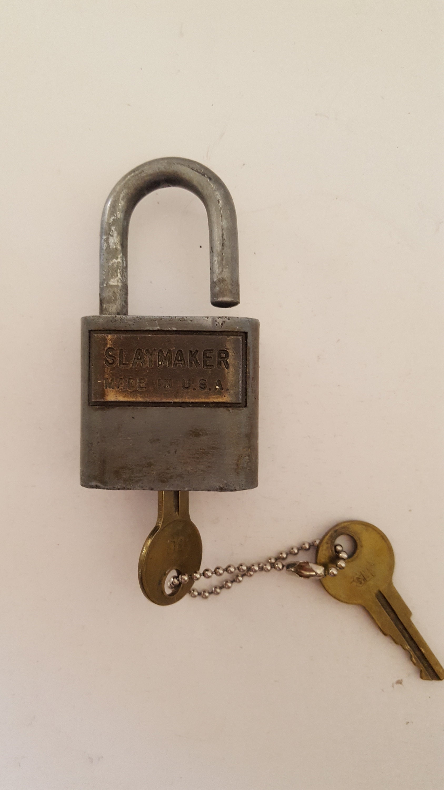 Vintage 1950's Zinc Cylinder Slaymaker Padlock, Original Pair of Brass ...