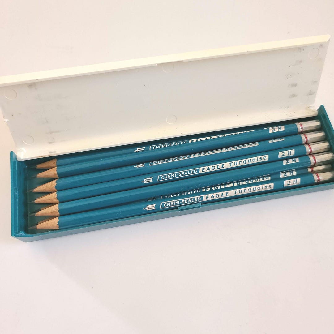 Vintage 1960s Eagle Turquoise 2H Drawing Pencils - Set of 10 - Etsy
