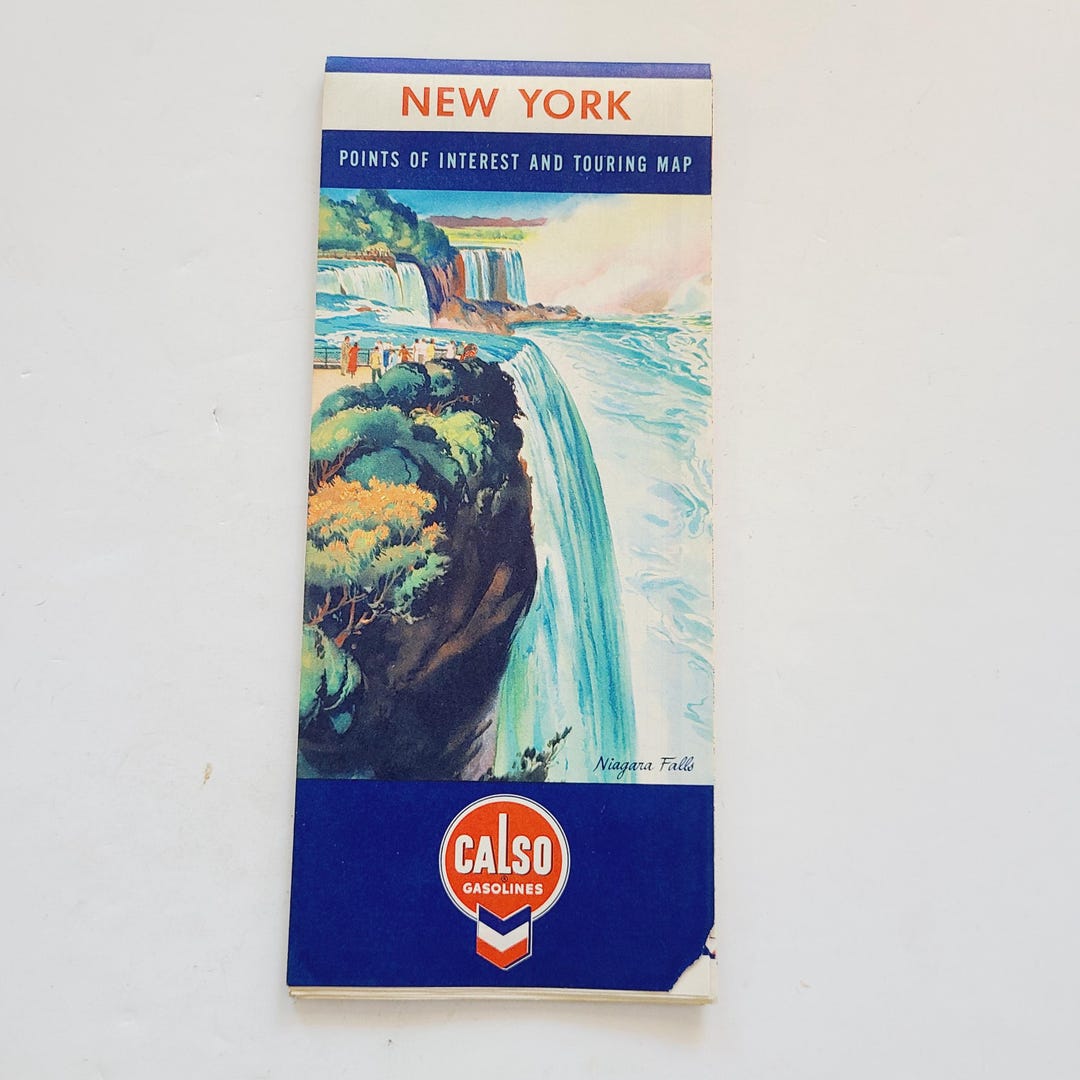 Vintage Circa Late 1950's New York Map From Calso (chevron) Gasoline ...