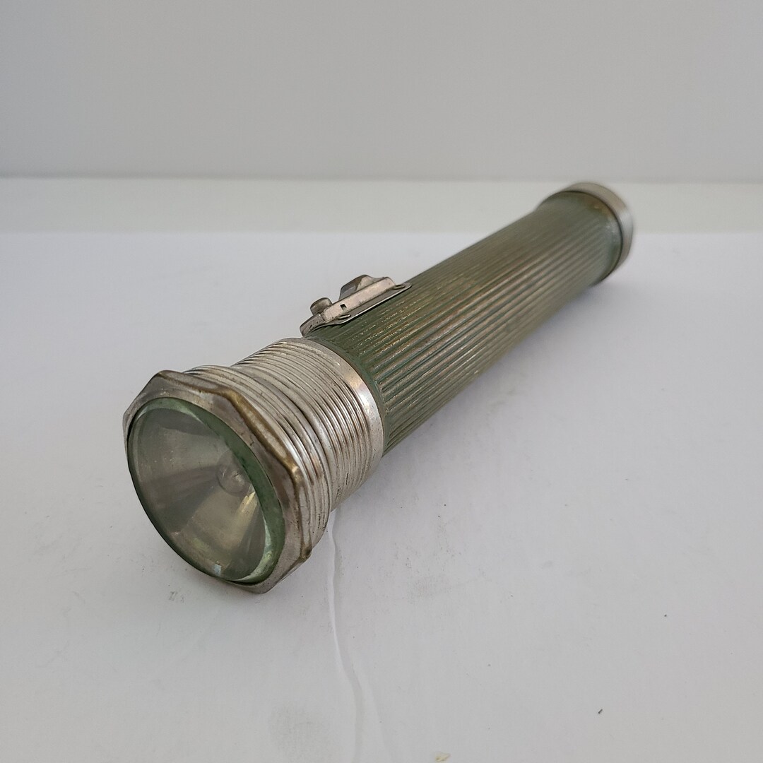Vintage 1925 Ray-o-vac 3 Cell Flashlight, Thick Bevel Glass Lens in Working Condition, Batteries ...