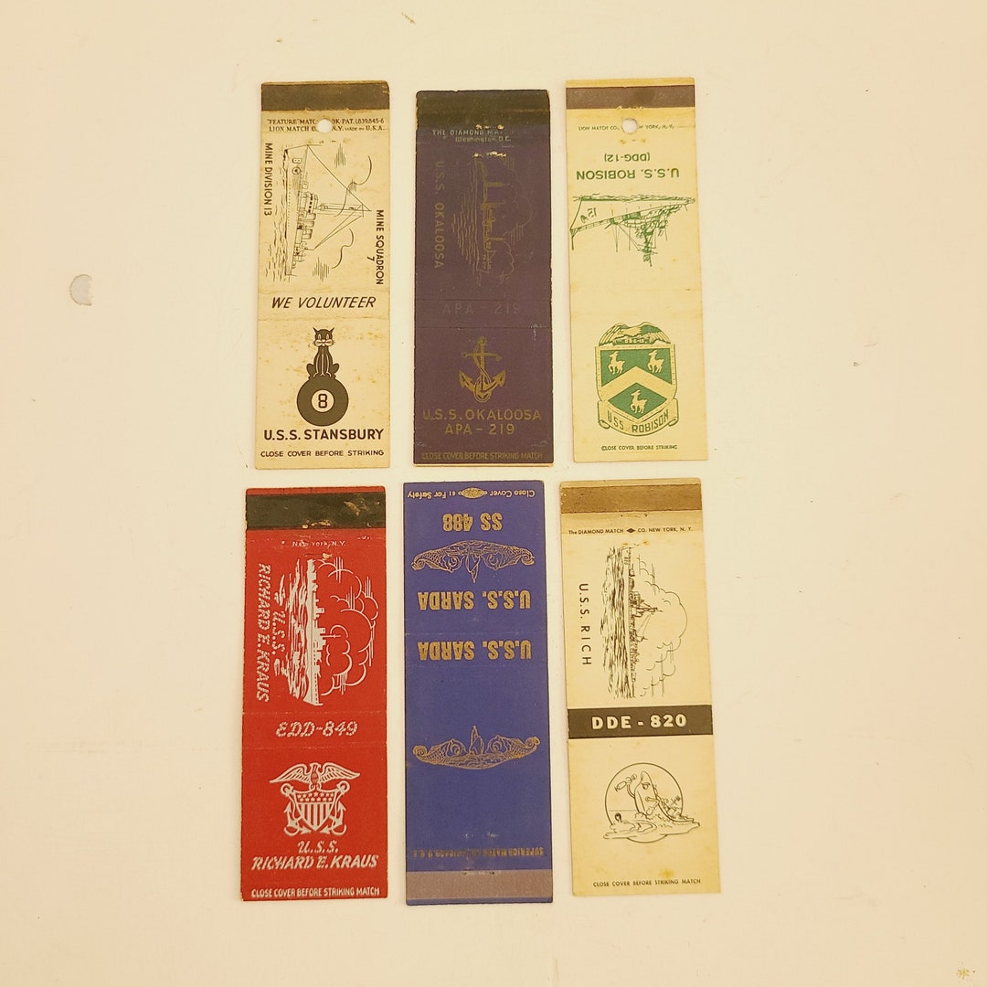 Vintage Circa 1940's US Navy Ships Matchbooks Featuring the Robison ...