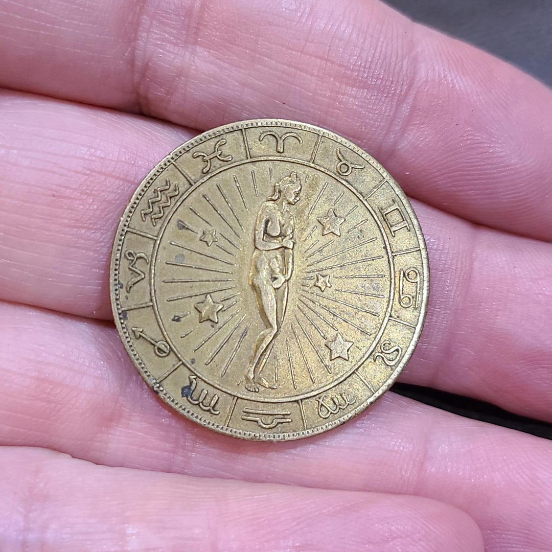 Vintage Circa 1970's Brass Astrology Coin/medallion Features the Star ...