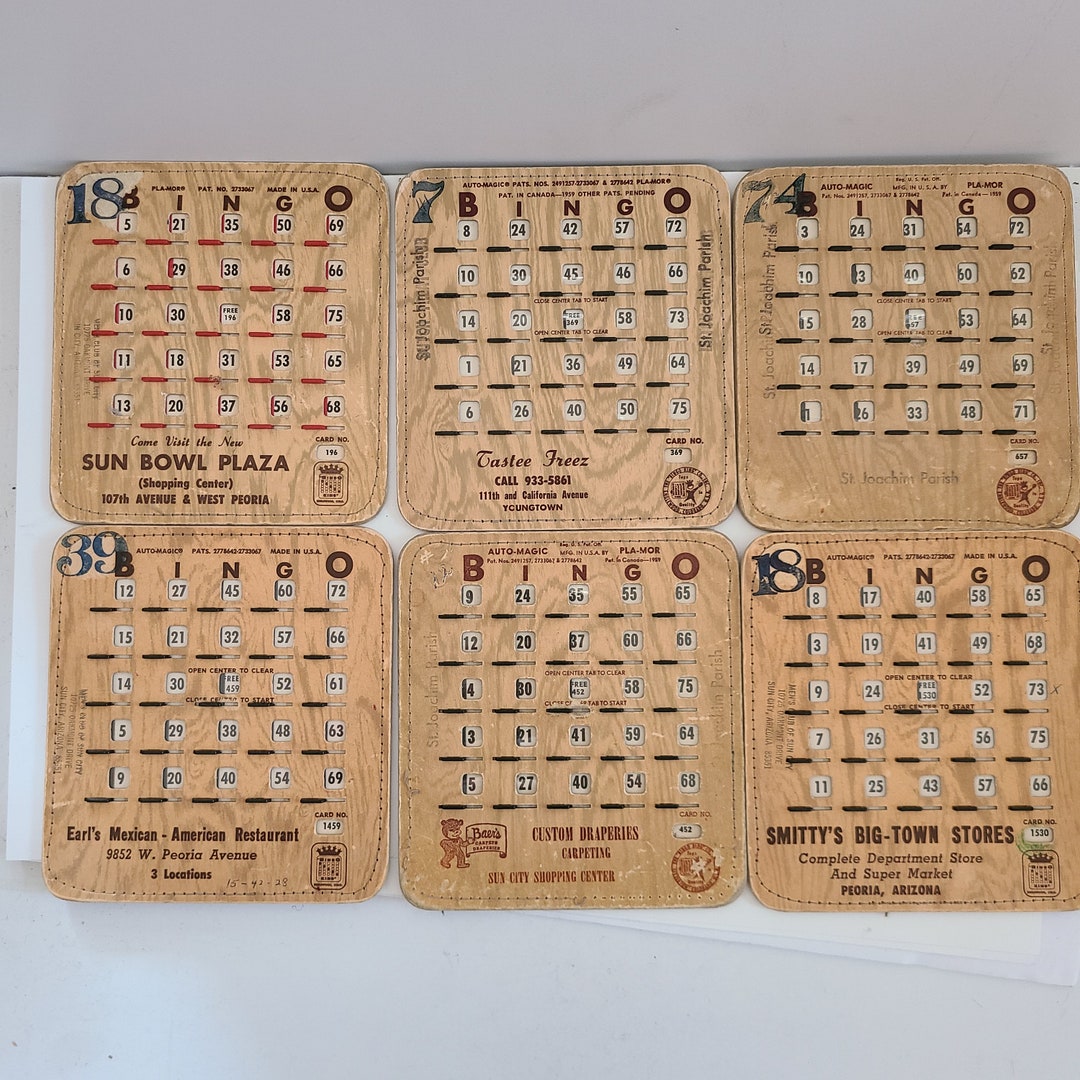 Vintage Circa Late 1960's "the Bingo King" Bingo Game Cards From Sun ...