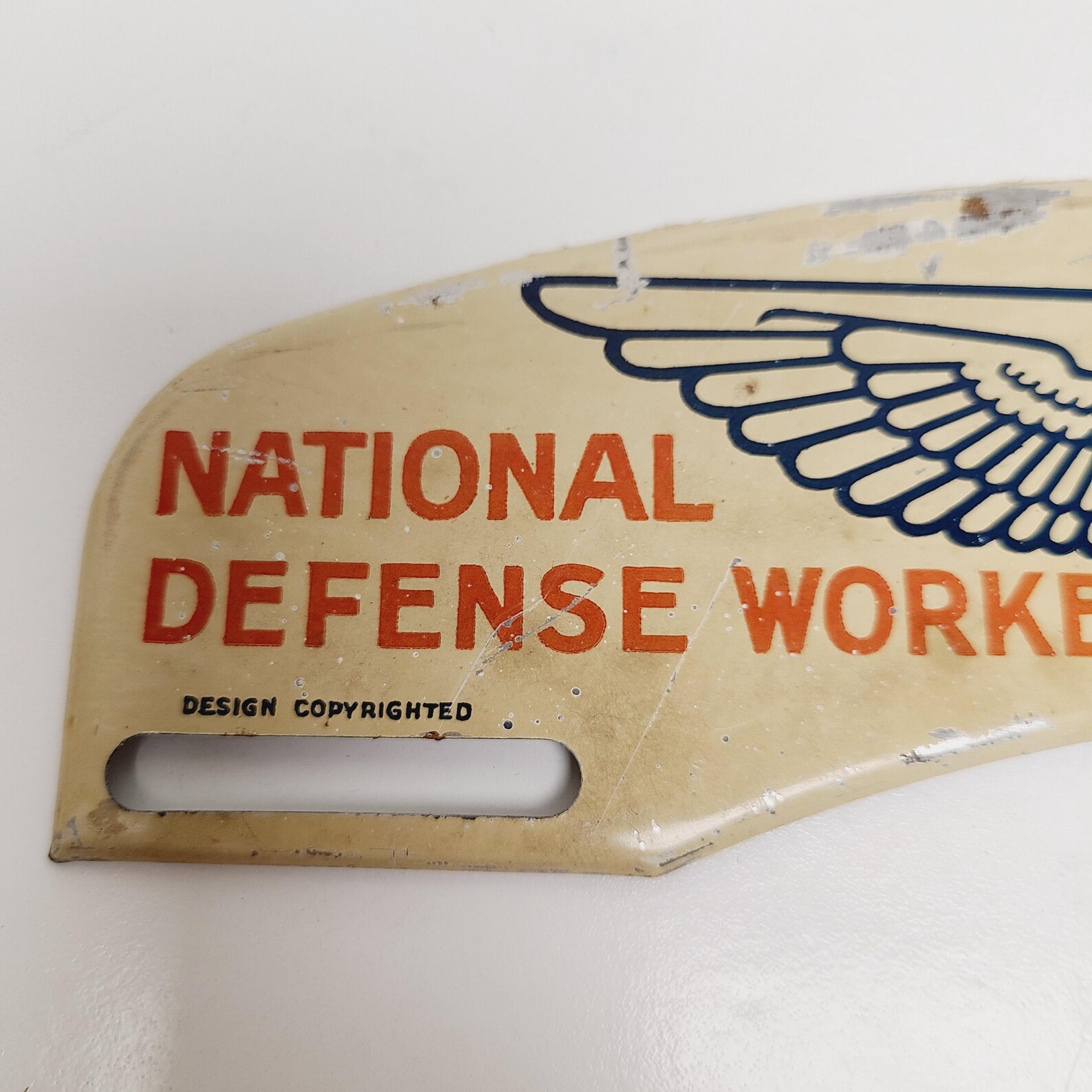 Vintage Circa 1940's License Topper National Defense Worker Wright ...