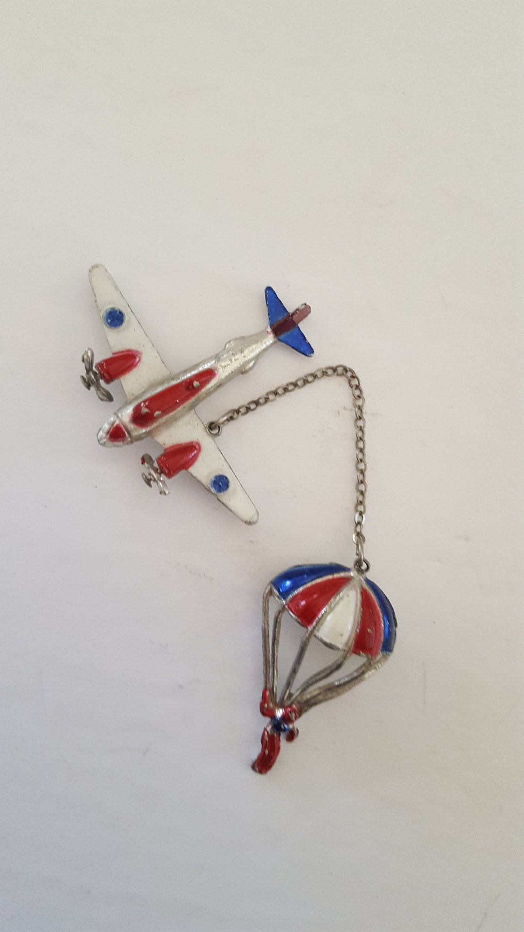 Vintage Marion Weeber Patriotic Brooch: Air Corps Bomber & Parachutist ...