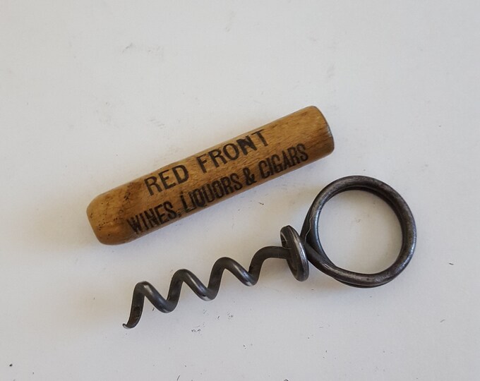 Antique Wm Clough Advertising Corkscrew: Red Front Wines, Waterloo Iowa ...