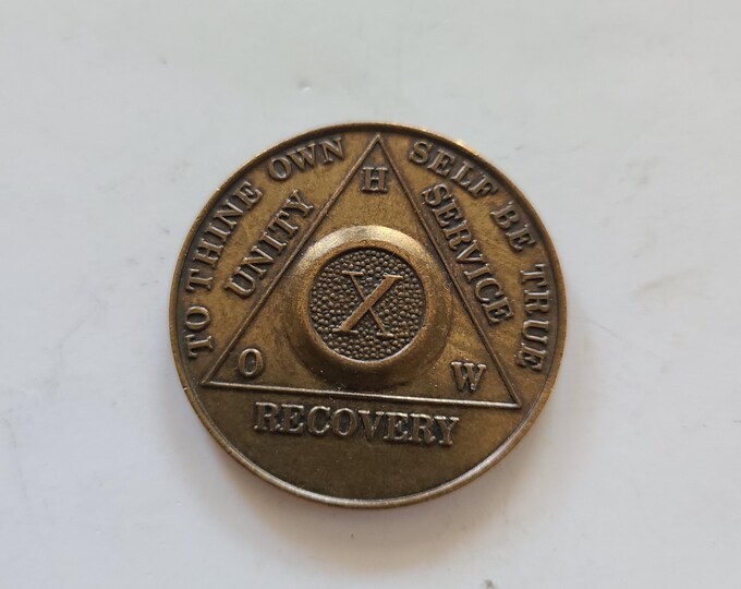 Vintage Alcoholics Anonymous Serenity Prayer Sobriety Coin 10 Years ...