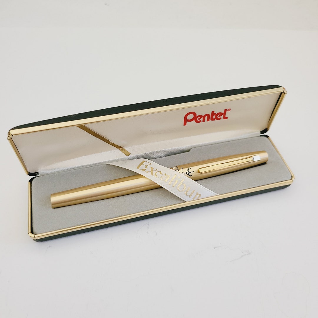Vintage Circa Late 1980's Pentel Excalibur Rollerball Pen in Gold With ...