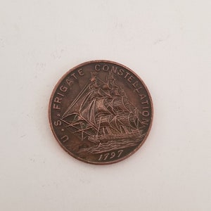 Vintage 1955 US Frigate Constellation Copper Medallion - Etsy