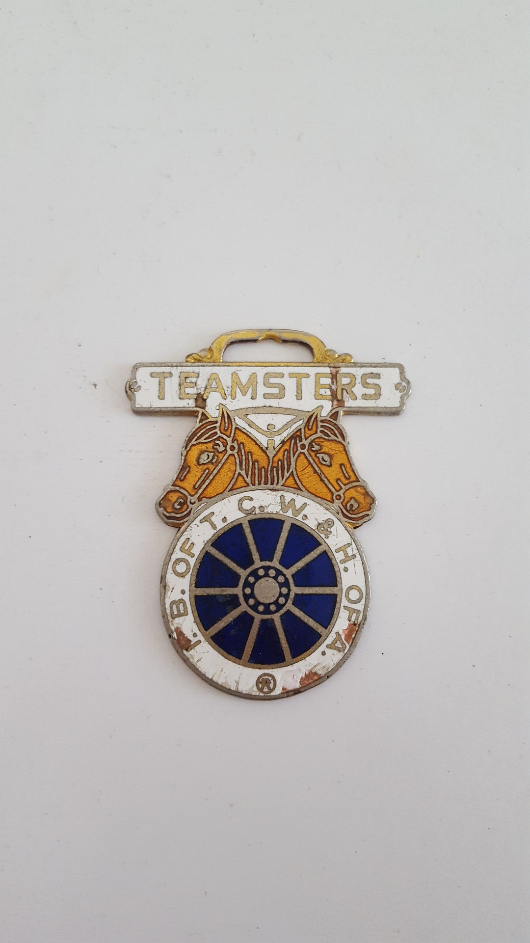 Vintage Circa 1950's Enamel Pocket Watch Fob Features Teamster Logo ...