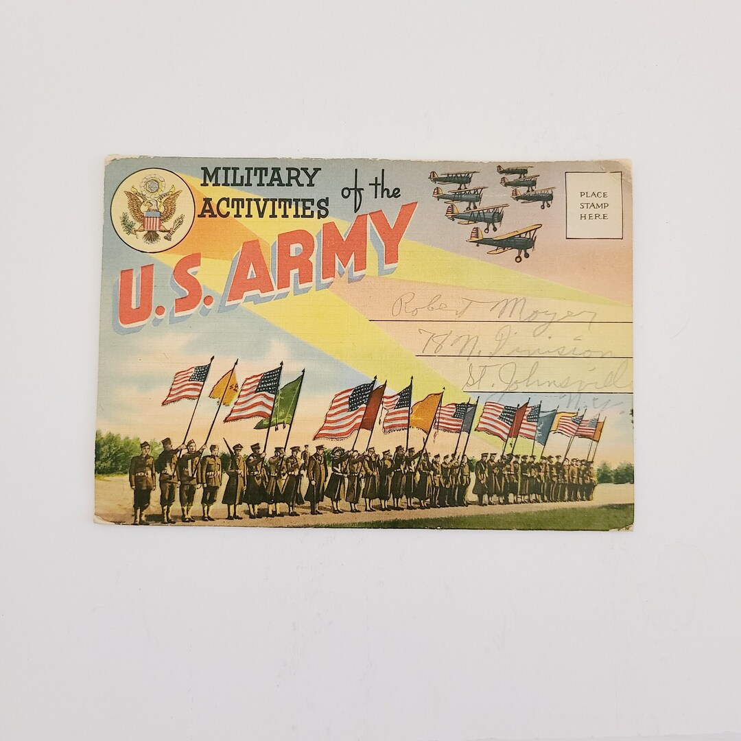 Vintage Early WWII Era Folding Colorized Linen Postcards Military ...