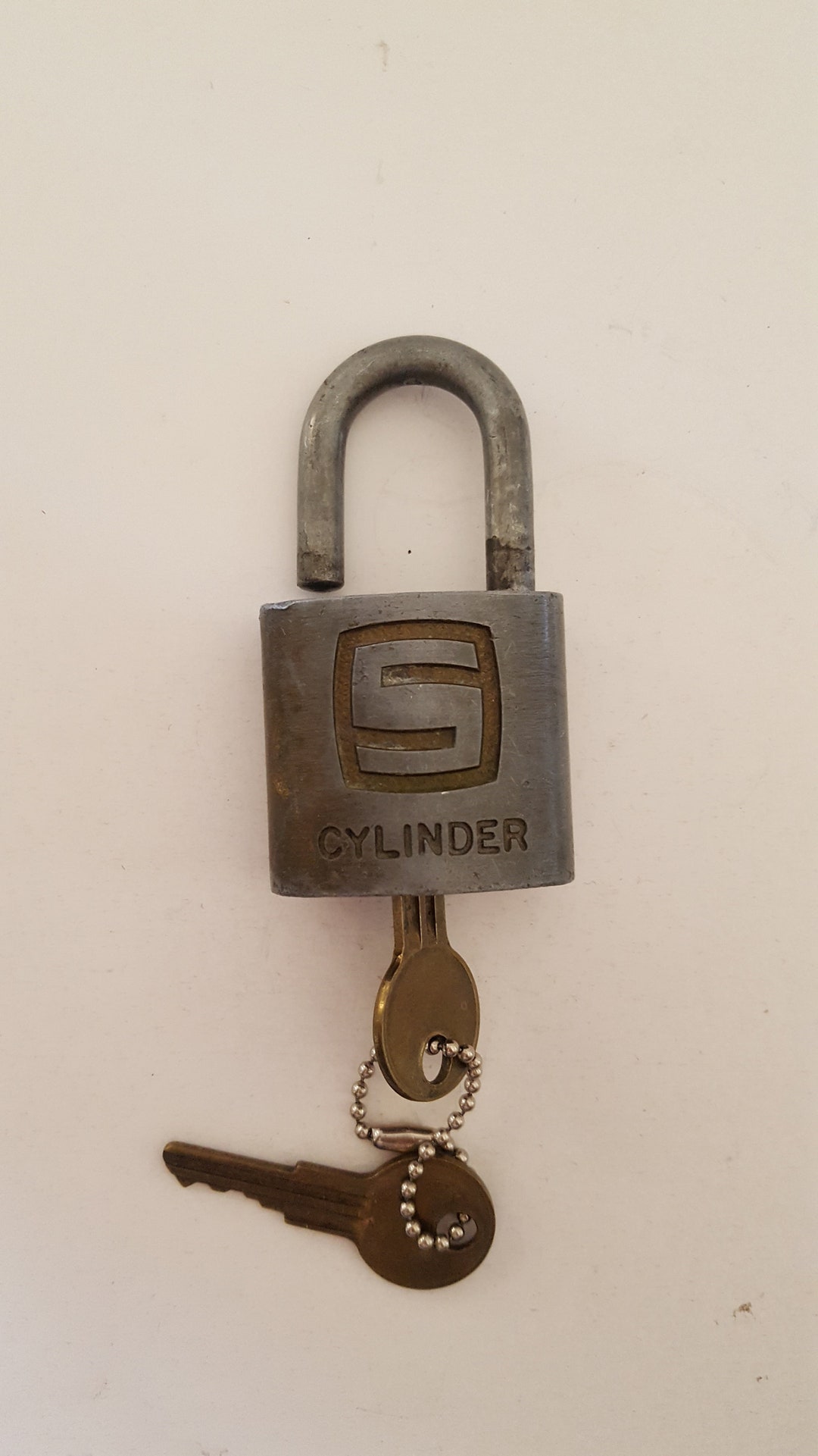 Vintage 1950's Zinc Cylinder Slaymaker Padlock, Original Pair of Brass ...