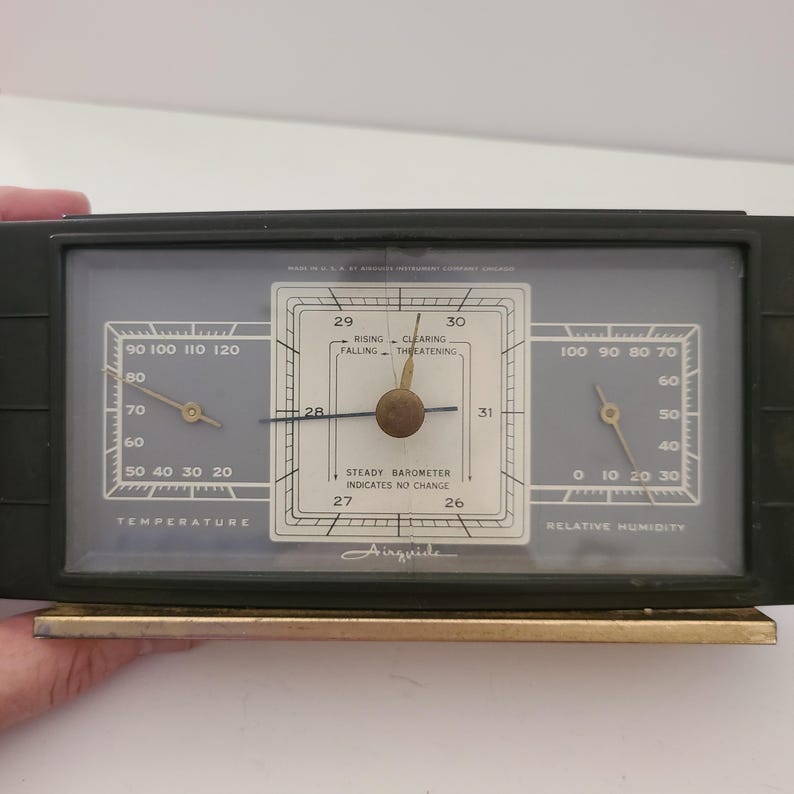 Vintage Airguide Weather Station: Art Deco Mid-century Thermometer ...