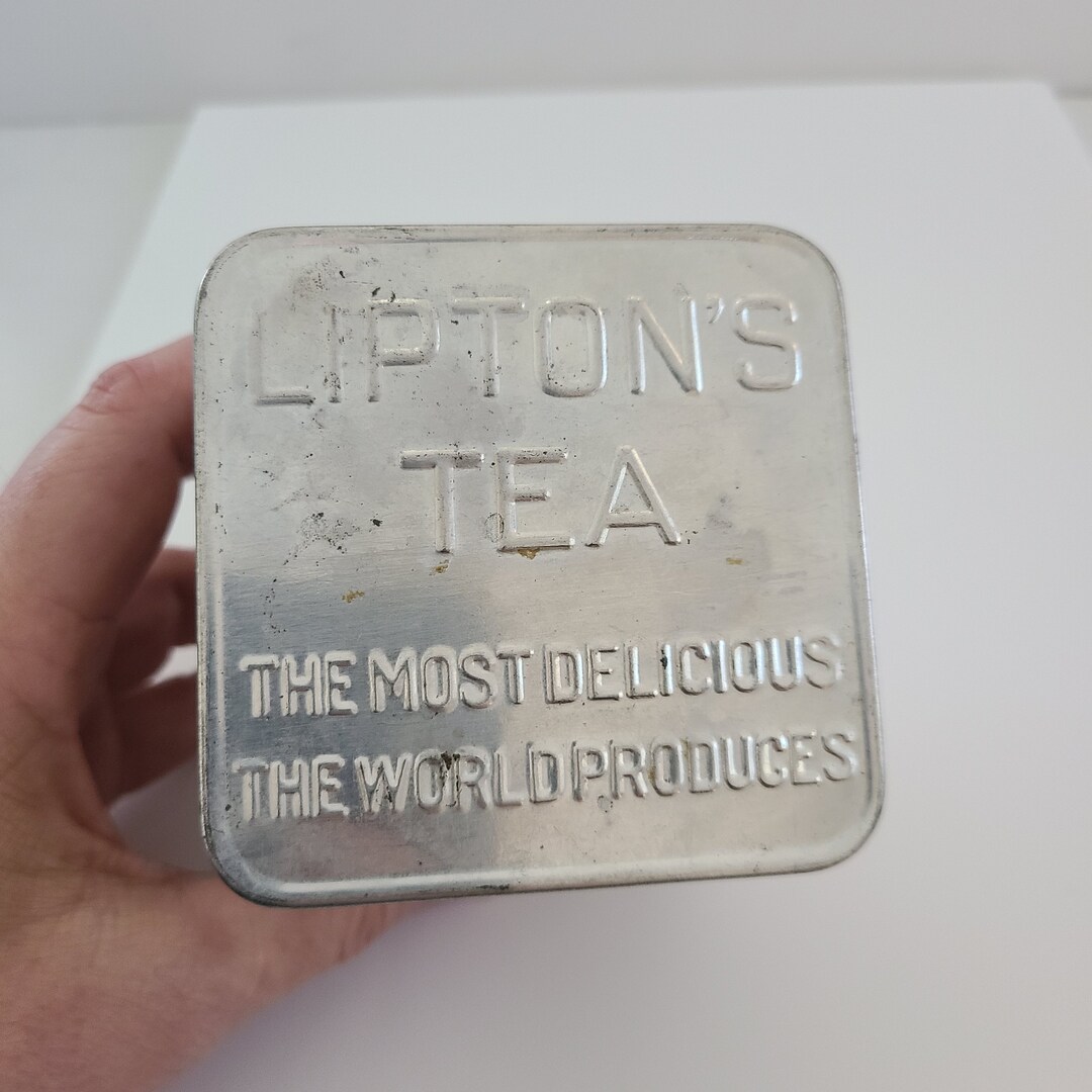 Vintage Circa 1950's Lipton Tea Tin, Embossed Top and Bottom Likely ...