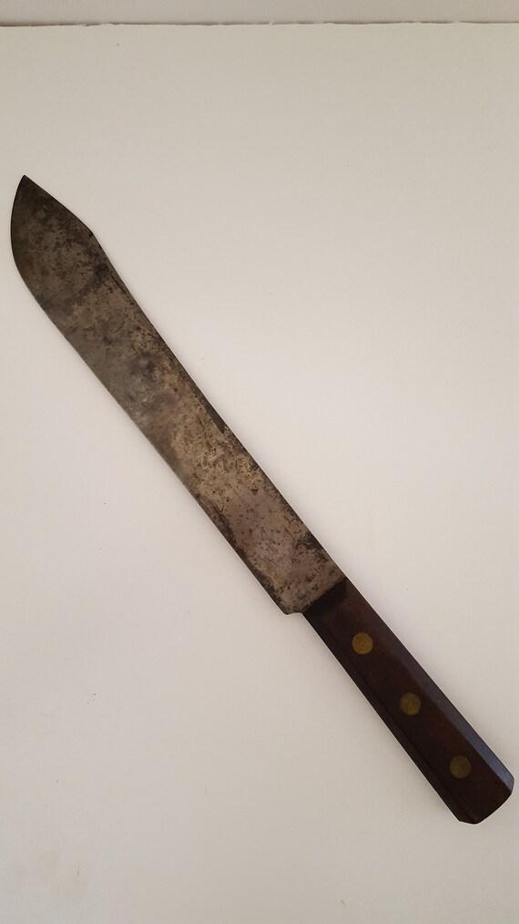 Vintage Seriously Large Butcher Knife Carbon Steel Blade - Etsy
