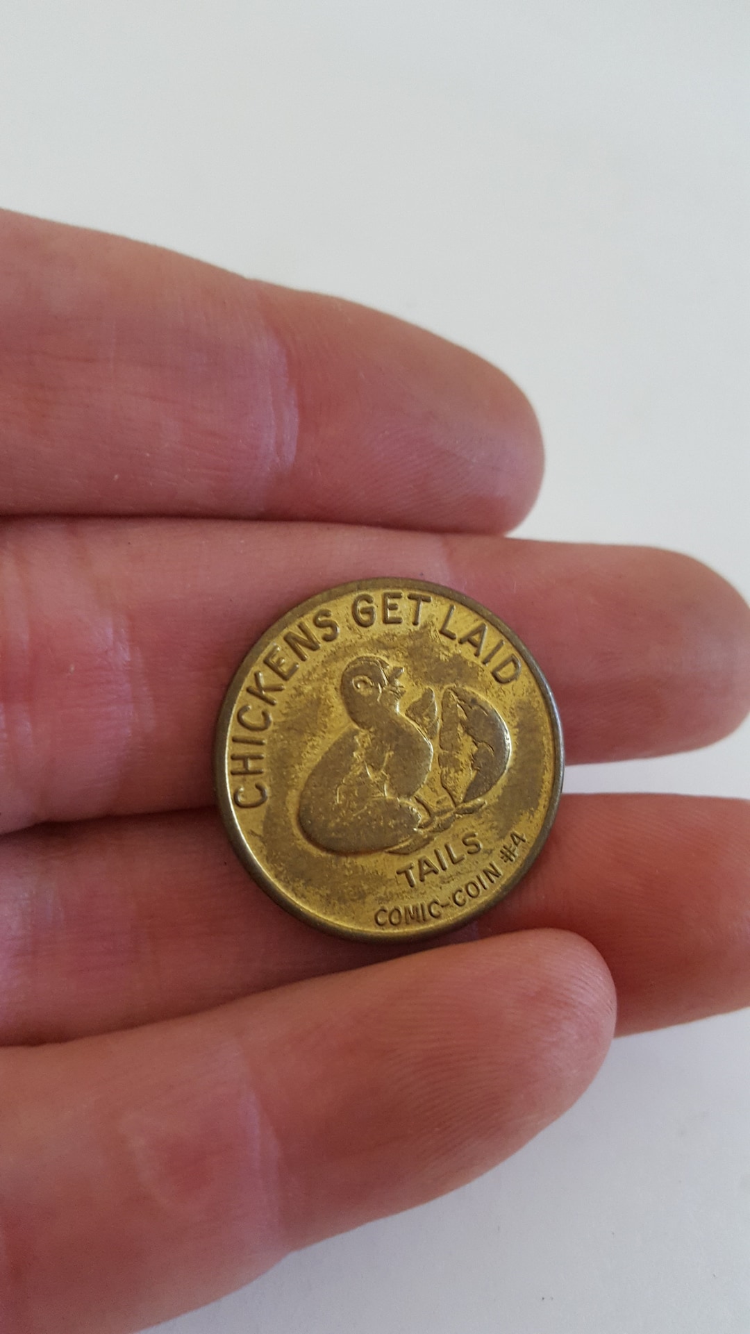 Vintage Comic Coin #4 Heads and Tails, Chickens Get Laid (tails) People ...