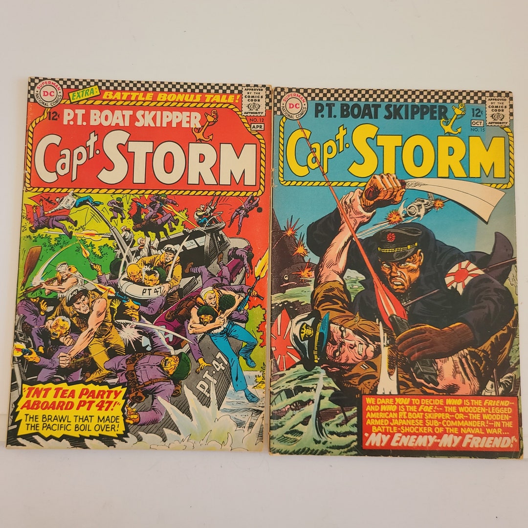 Vintage Lot of 3 DC Comics 12 Cent Cover Price, P.T. Boat Skipper Capt ...