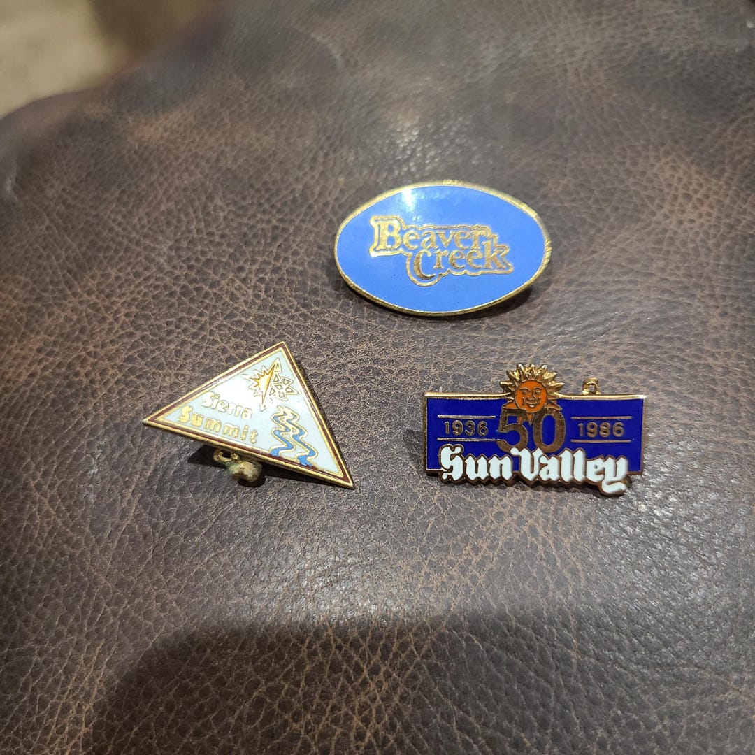 Vintage Choice of 1 1980's Enamel Ski Pins, Sierra Summit, 50 Years Sun ...