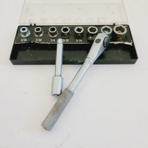 Vintage Circa 1960's 10 Piece Socket Set, Original Box With Ratchet and ...