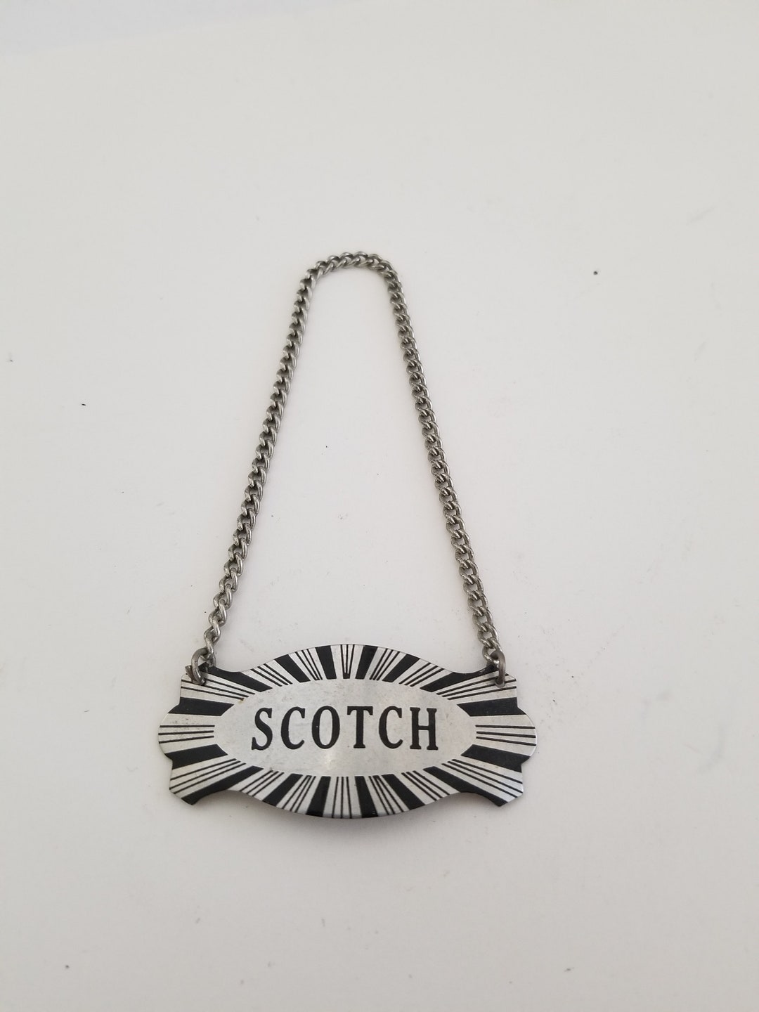 Vintage Liquor Decanter Tag for Scotch, Aluminum Ornate With Steel ...