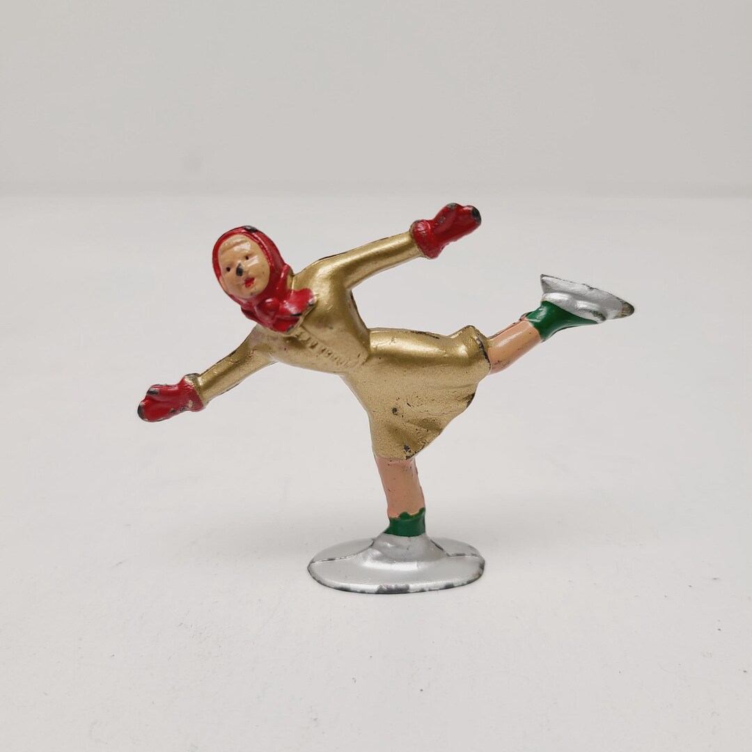 Vintage 1930's Dimestore Lead Figure Toy, Lady Ice Skater, Good Paint ...
