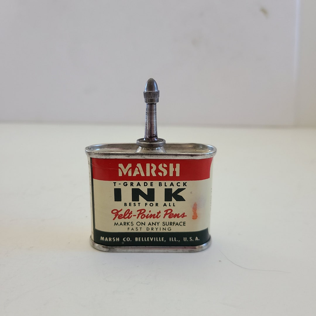 Vintage Circa 1950's Marsh Felt Tip Ink Refill Can With Lead Top in 1oz ...