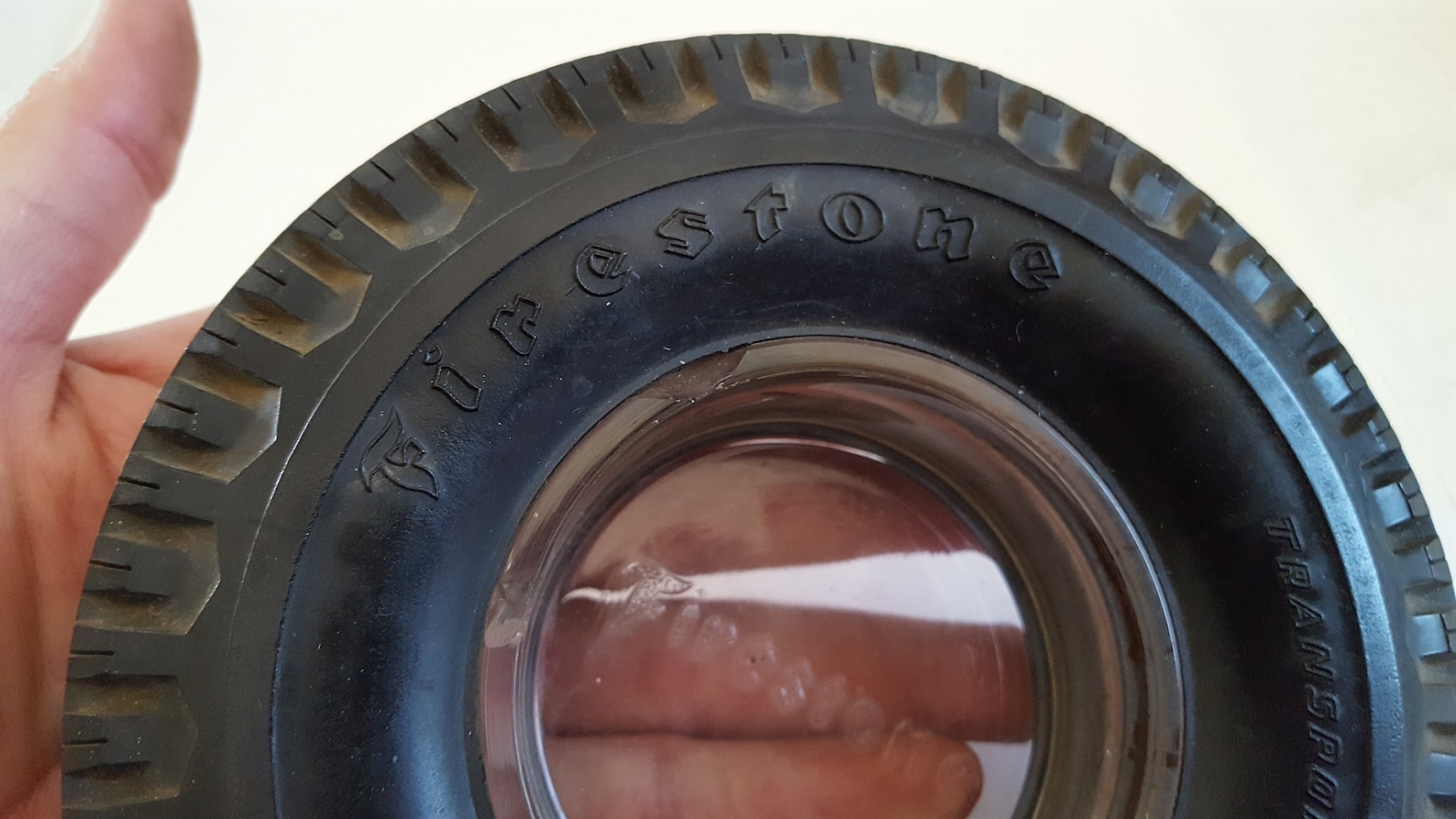 Vintage Firestone Tire Ashtray, 1950's-60's With Clear Glass Tray ...
