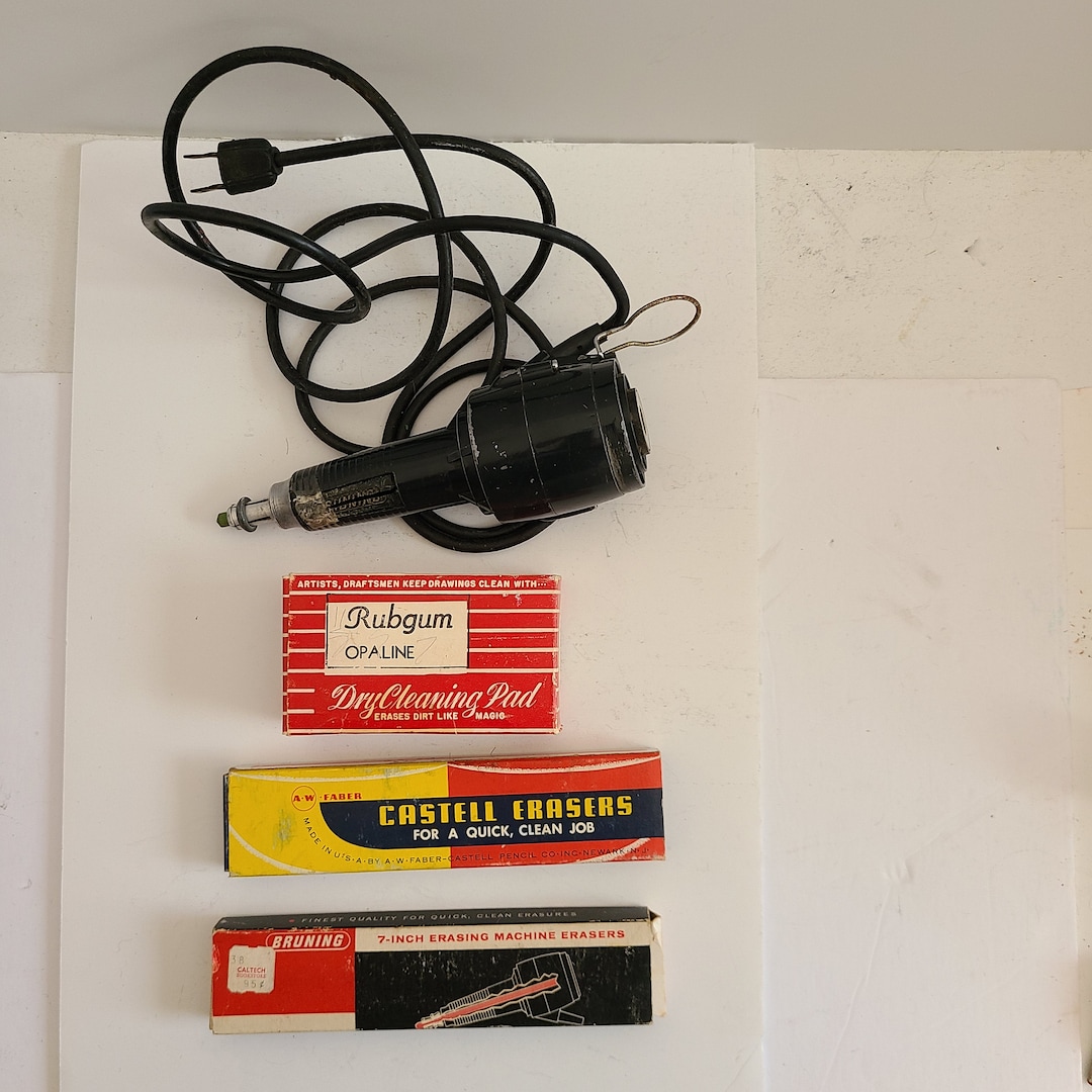 Vintage Circa 1960's Bruning Electric Eraser With Extra Boxes of ...