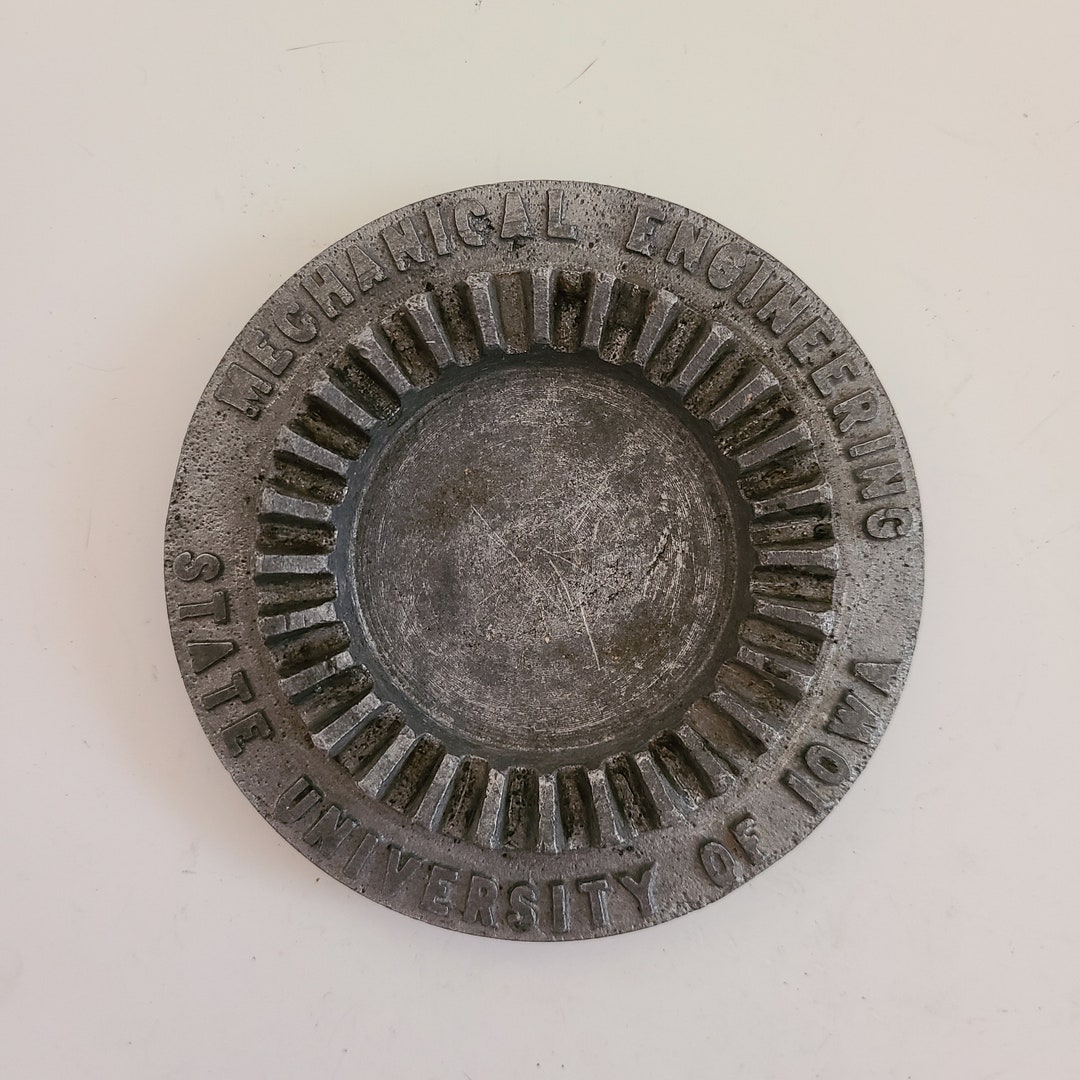 Vintage Heavy Cast Aluminum Ashtray State University of Iowa Mechanical ...