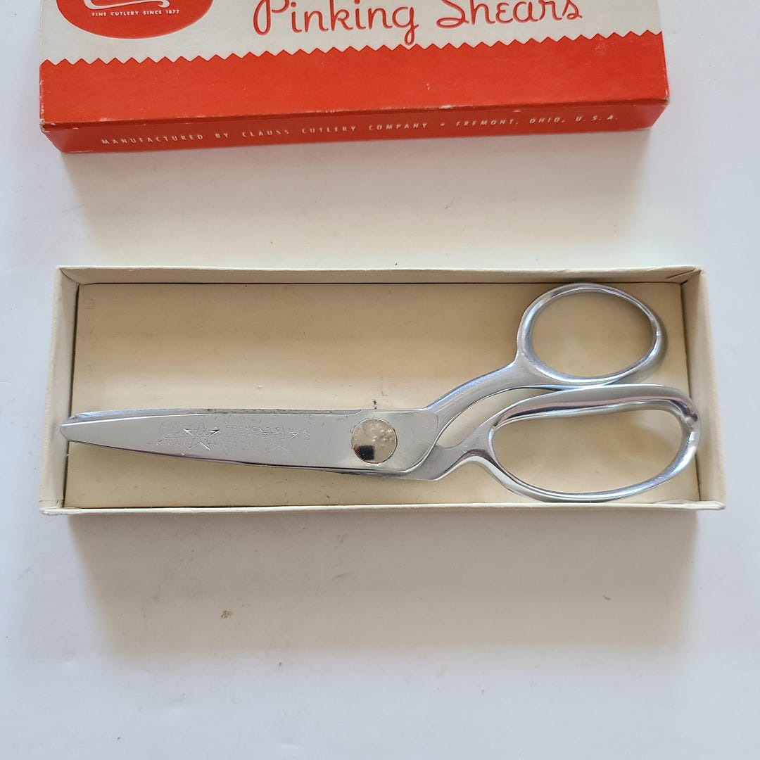 Vintage Clauss Pinking Shears, Model No.4 1960's, 7 1/2" Full Chrome Finish Sewing Scissors ...