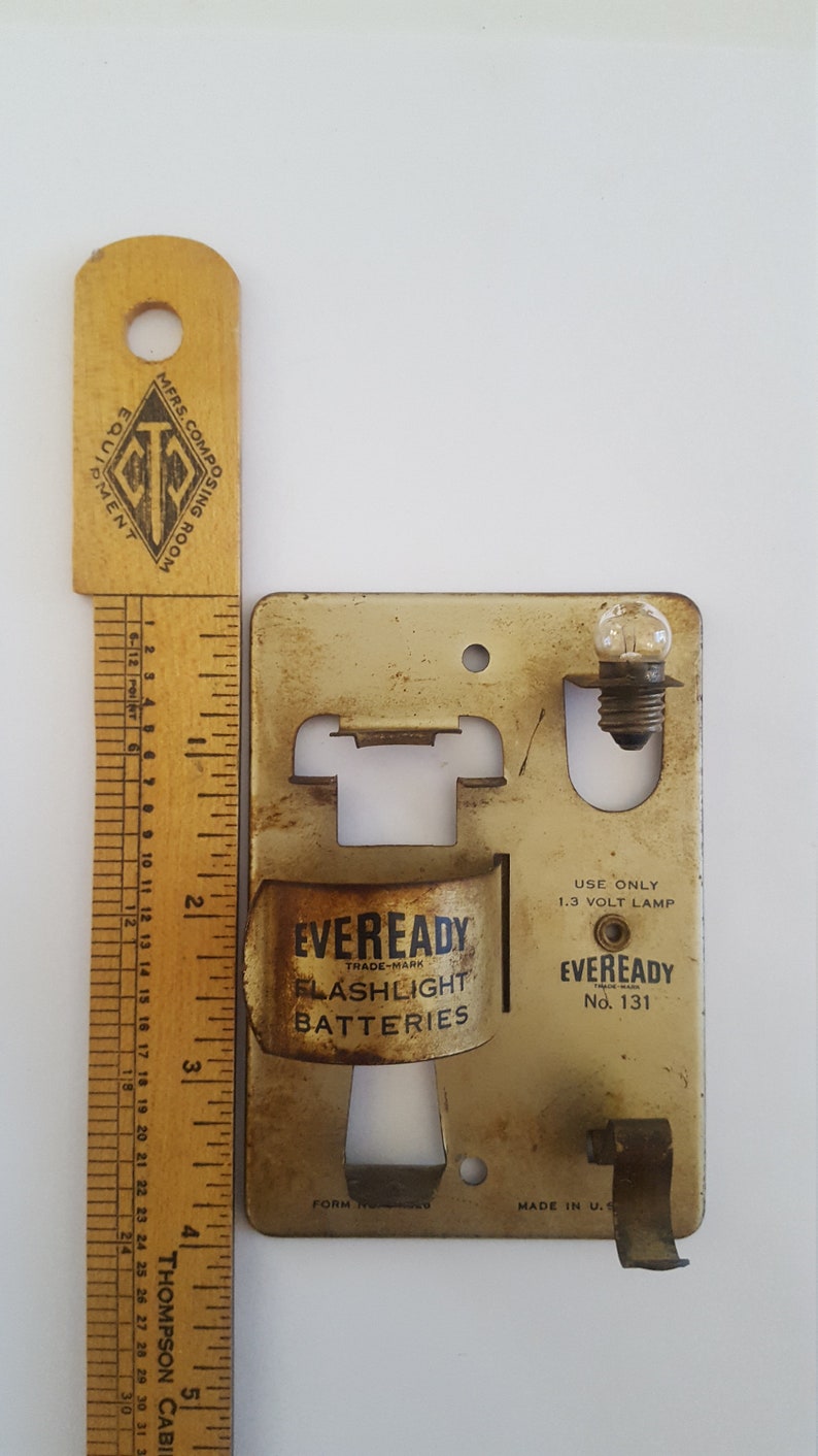 Vintage Eveready Flashlight Battery Tester No. 131: Stamped Steel With ...