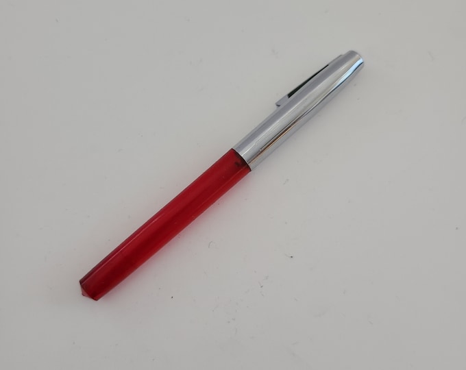 Vintage Sheaffer Fountain Pen, Red Translucent and Chrome Cap With ...