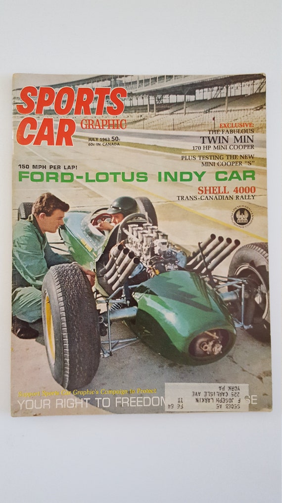 Vintage July 1963 Sports Car Graphic Magazine Ford Lotus Indy | Etsy
