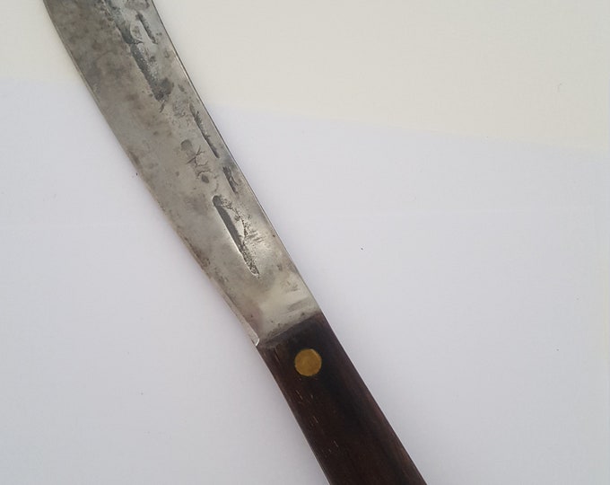 Vintage Circa 1950's Hardwood Handle Forged Blade Butcher Knife, Full ...