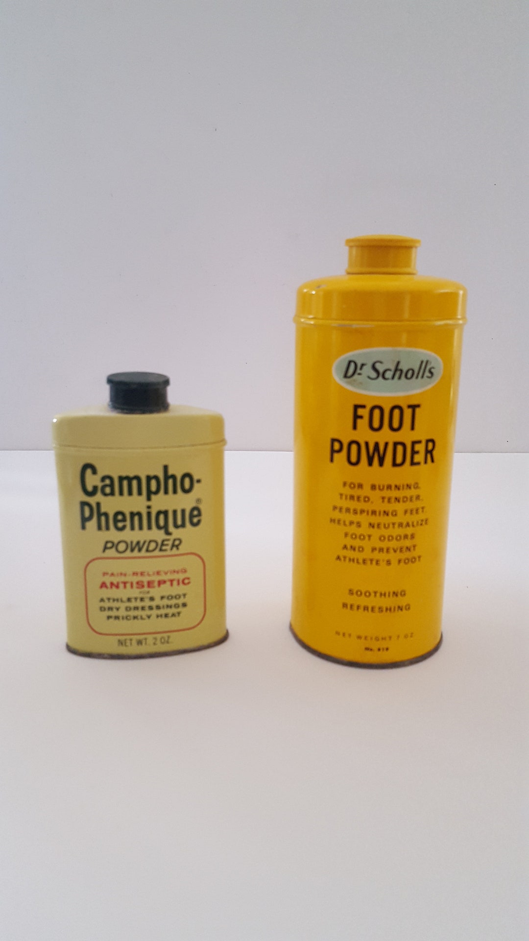 Vintage Circa 1960's Pair of Medicated Powder Tin Containers, Campho ...