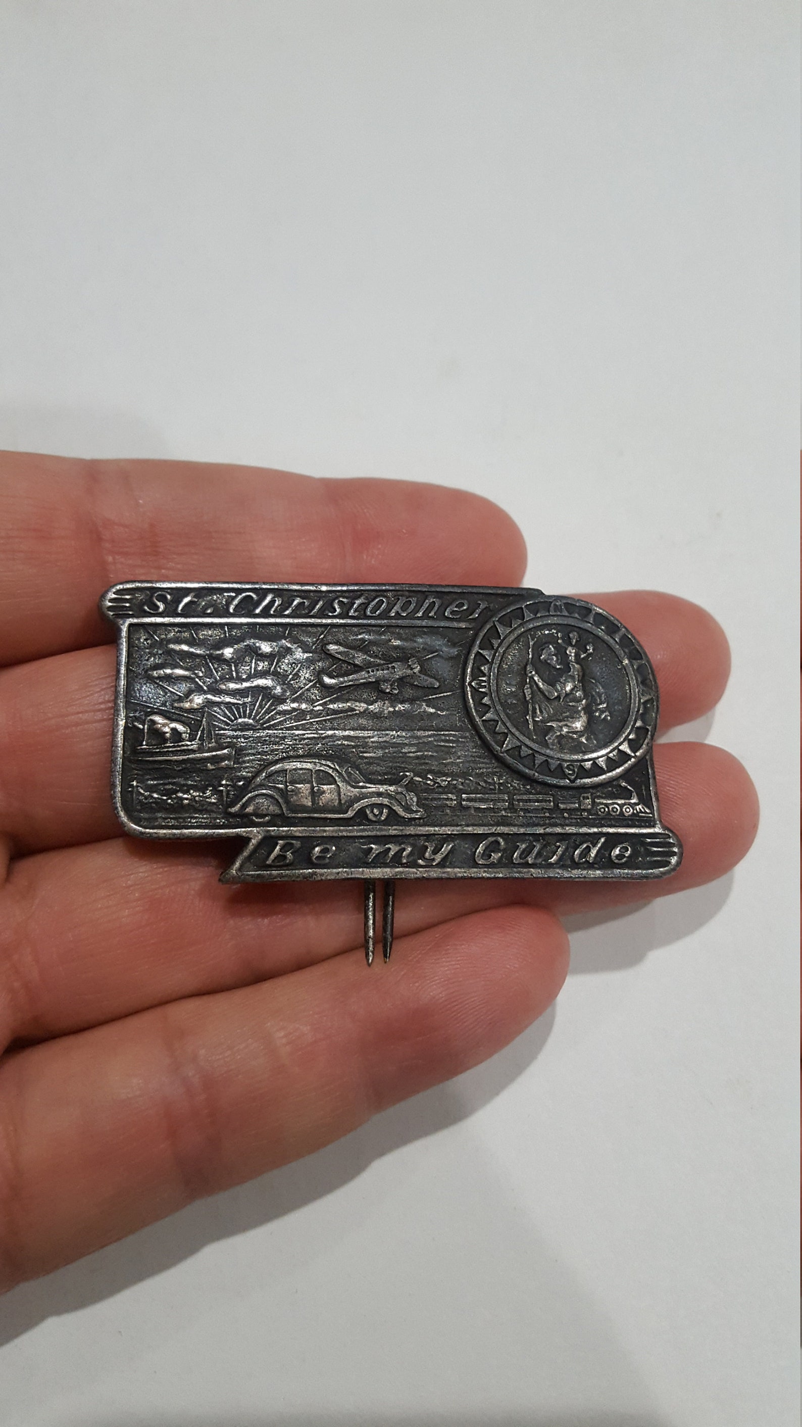 Vintage 1930's awesome St. Christopher pin luggage medal | Etsy