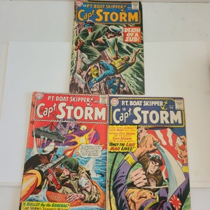 Vintage Lot of 3 DC Comics 12 Cent Cover Price, P.T. Boat Skipper Capt ...